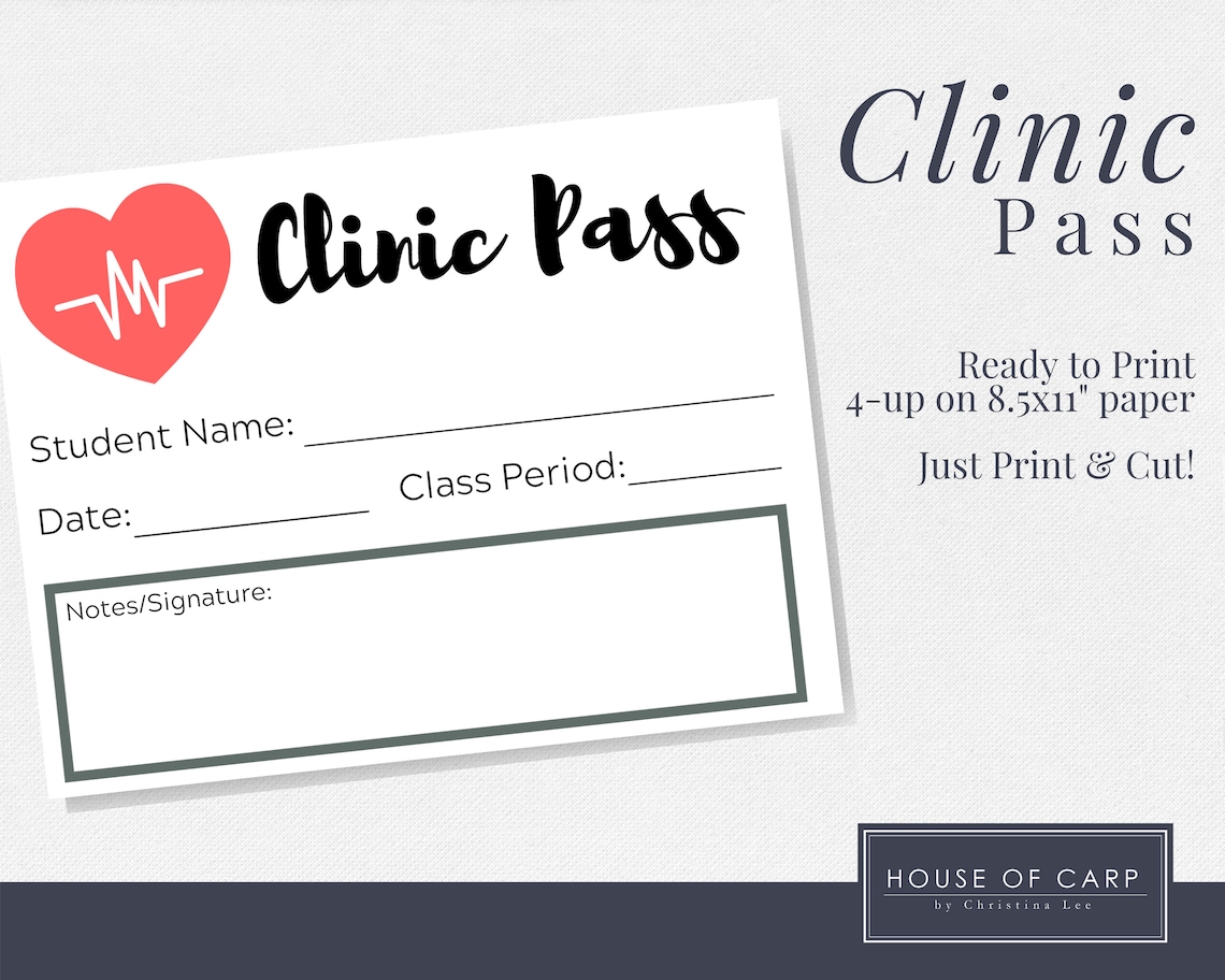 Nurse's Pass, Clinic Pass Digital Download Printable - Etsy