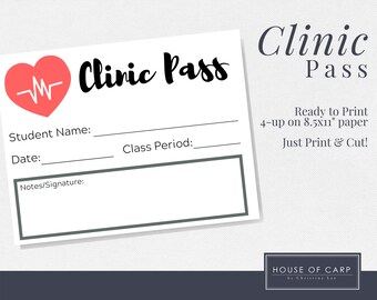 Nurse Pass / Clinic Pass - Etsy