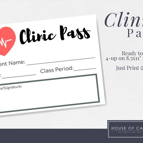 Nurse's Pass Clinic Pass Digital Download Printable - Etsy