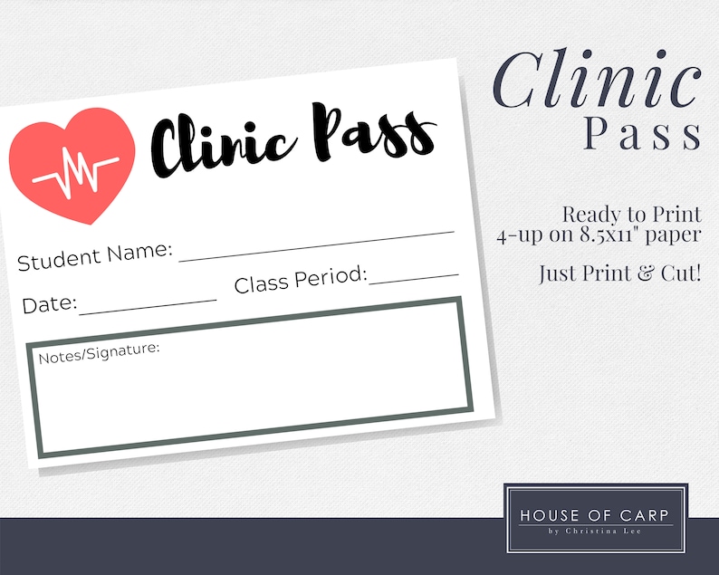 Nurse's Pass, Clinic Pass Digital Download Printable - Etsy