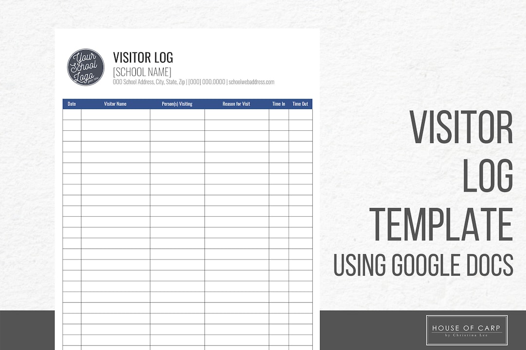 INSTANT DOWNLOAD: Visitor Log on Google Docs, School Templates, Back to ...