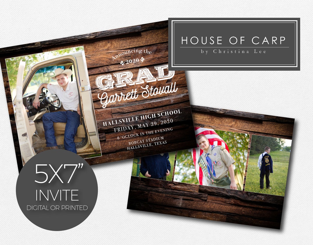 Rustic Graduation Announcement Wood Graduation Invite Rustic Grad ...