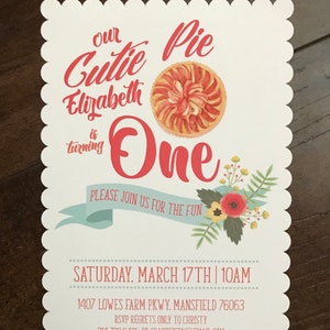 Cutie Pie Birthday Invitation, Pie Themed Birthday Printable - Etsy