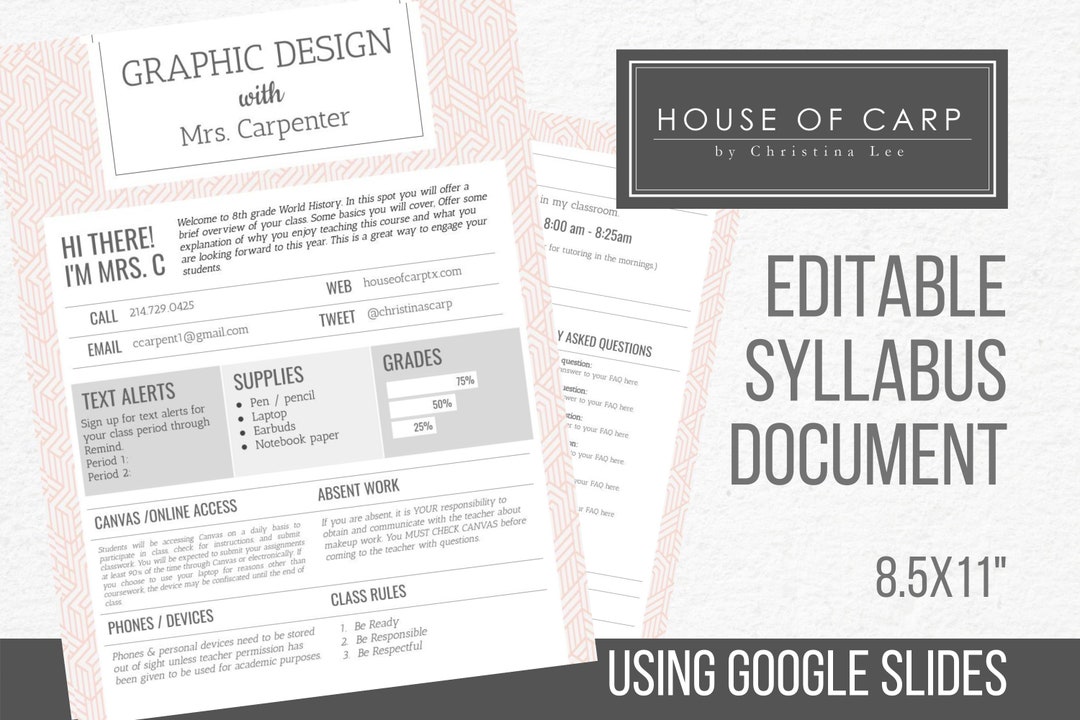 Editable Class Syllabus, Visual Syllabus Template, Templates for ...