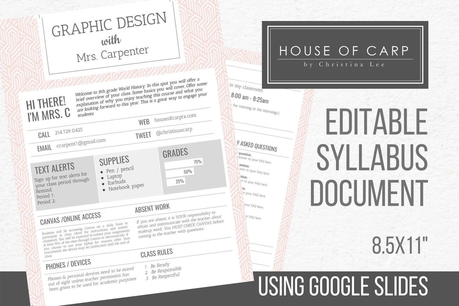 Editable Class Syllabus, Visual Syllabus Template, Templates for ...
