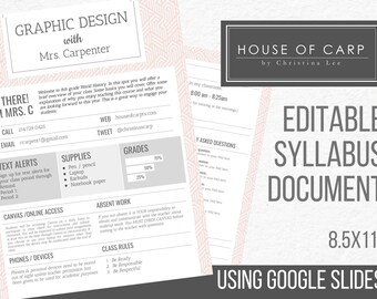 Editable Class Syllabus Visual Syllabus Template Templates | Etsy