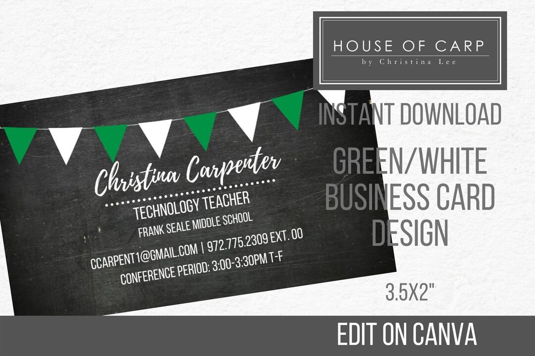 Teacher Business Card INSTANT DOWNLOAD, Teacher Business Card Template ...