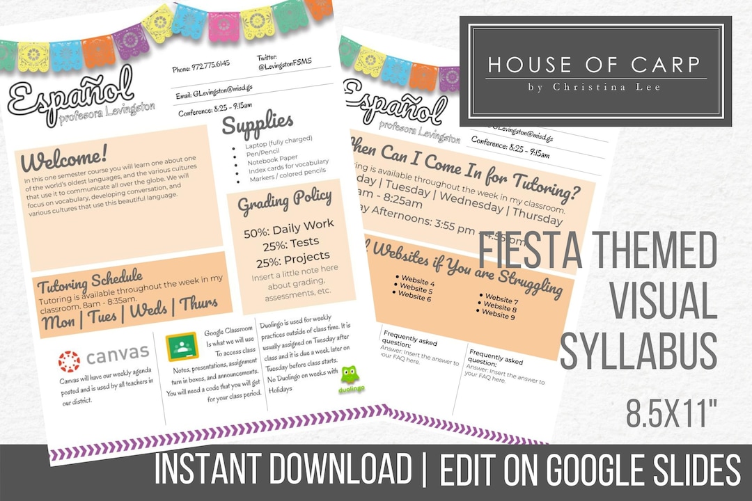 Editable Class Syllabus, Visual Syllabus Template, Templates for ...