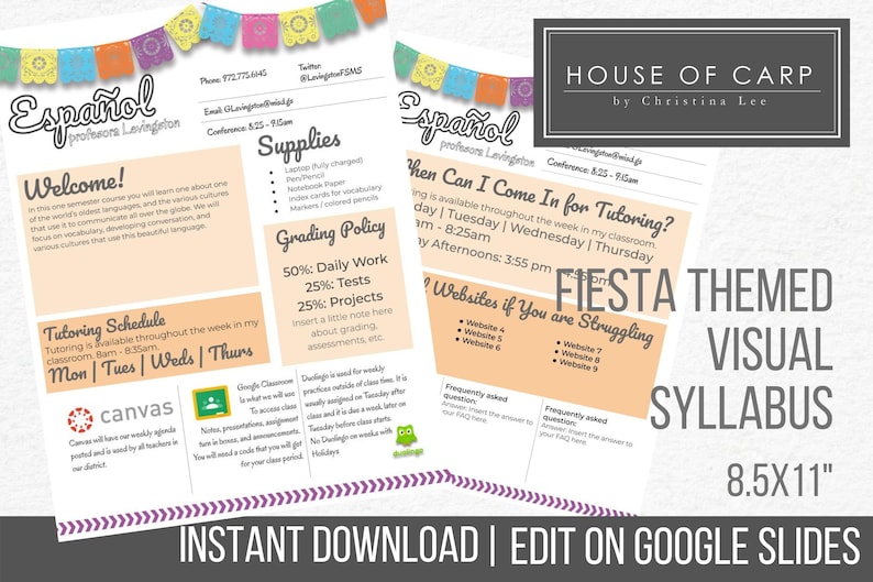 Editable Class Syllabus, Visual Syllabus Template, Templates for ...