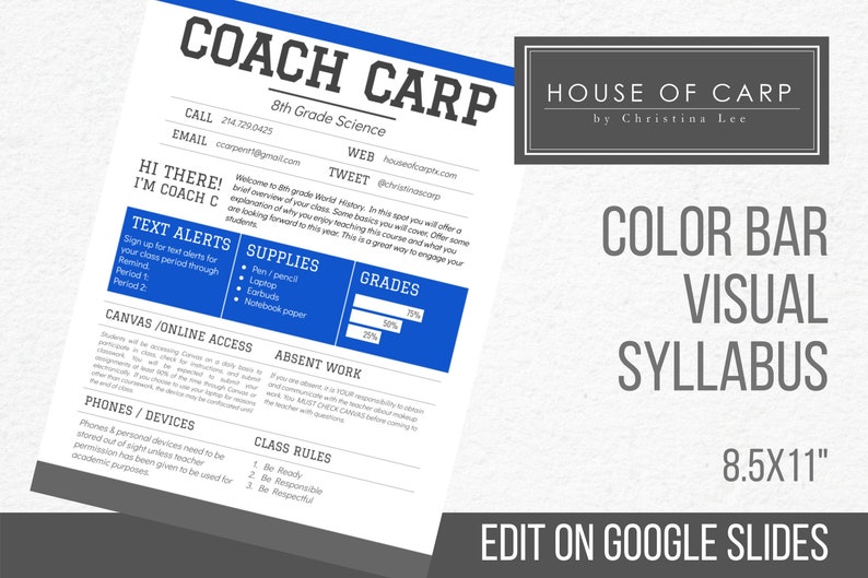 Editable Class Syllabus, Visual Syllabus Template, Templates for ...