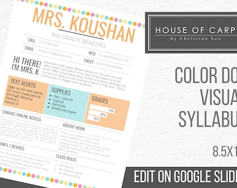 Editable Class Syllabus Visual Syllabus Template Templates | Etsy