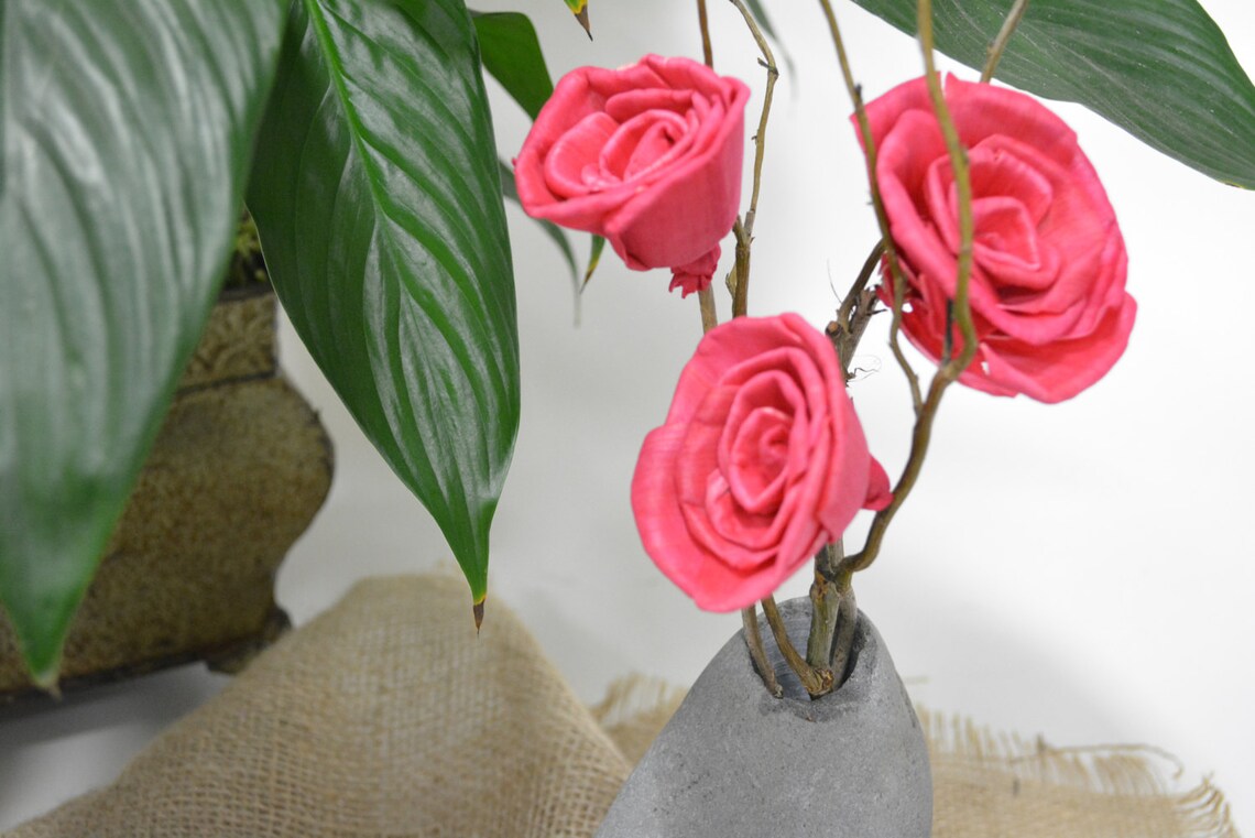 Flor Sola 12 Flores Sola Rosa 2-2 1/2in-Sola hecha a mano | Etsy