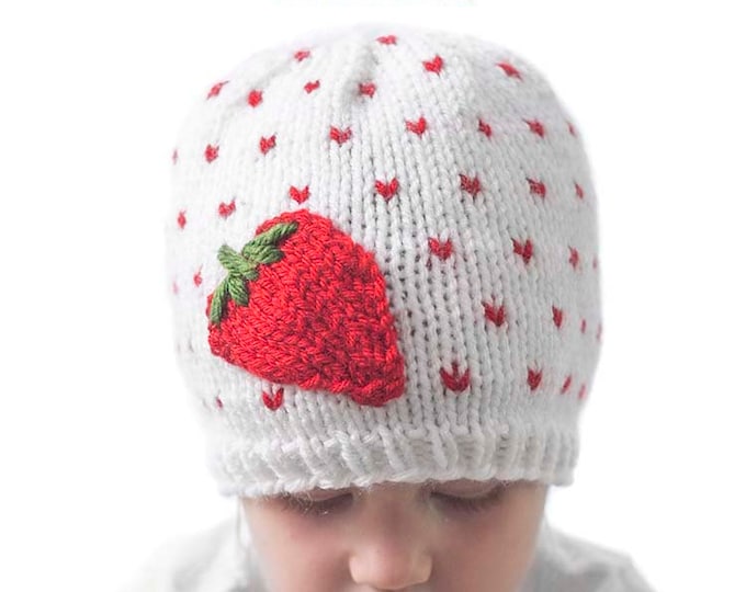 Knit Strawberry Fruit Hat; Adult, Toddler, Baby Caps; Mommy and Me ...