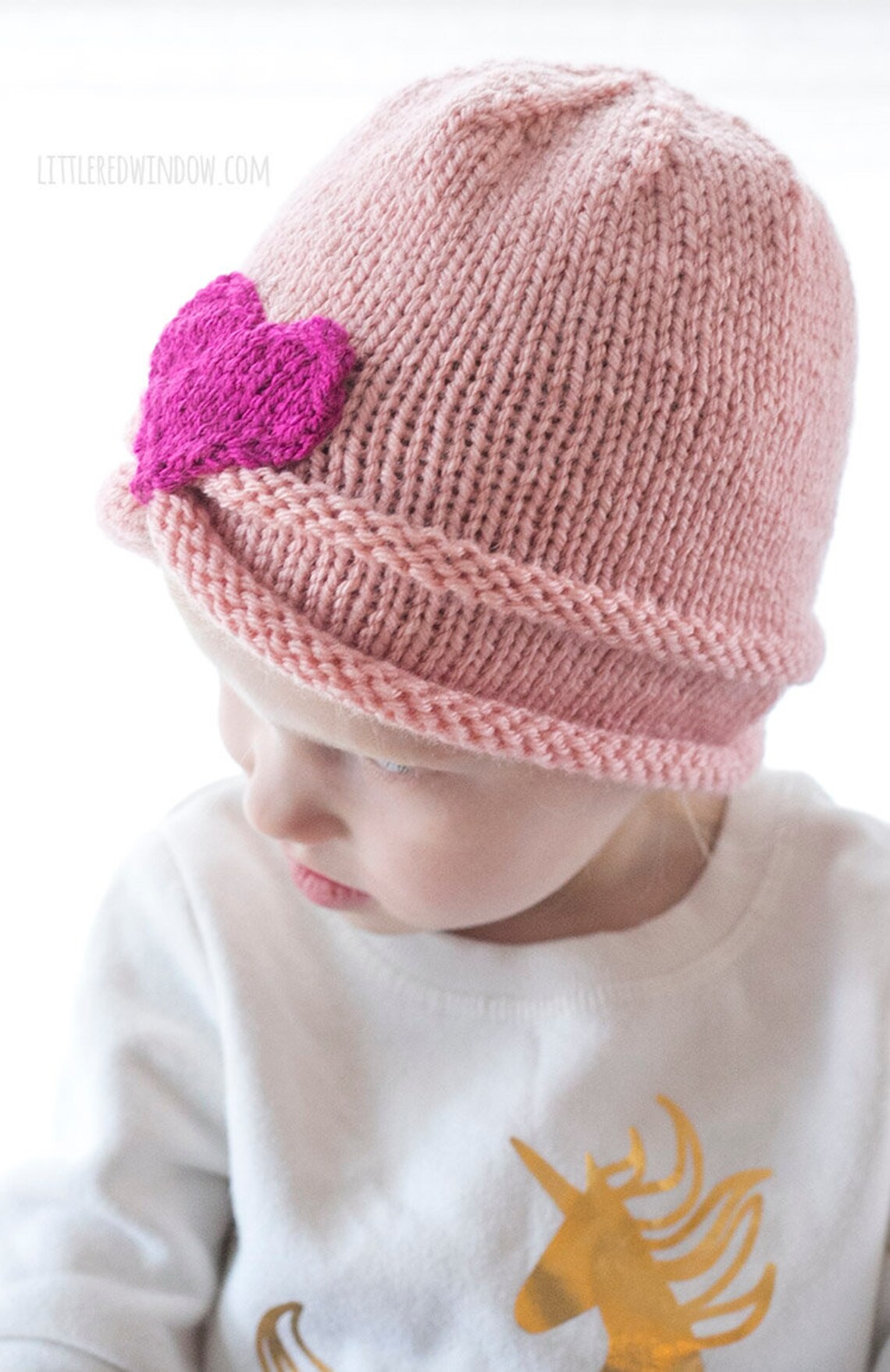 Gathered Heart Hat KNITTING PATTERN / Easy Knit Heart Pattern - Etsy