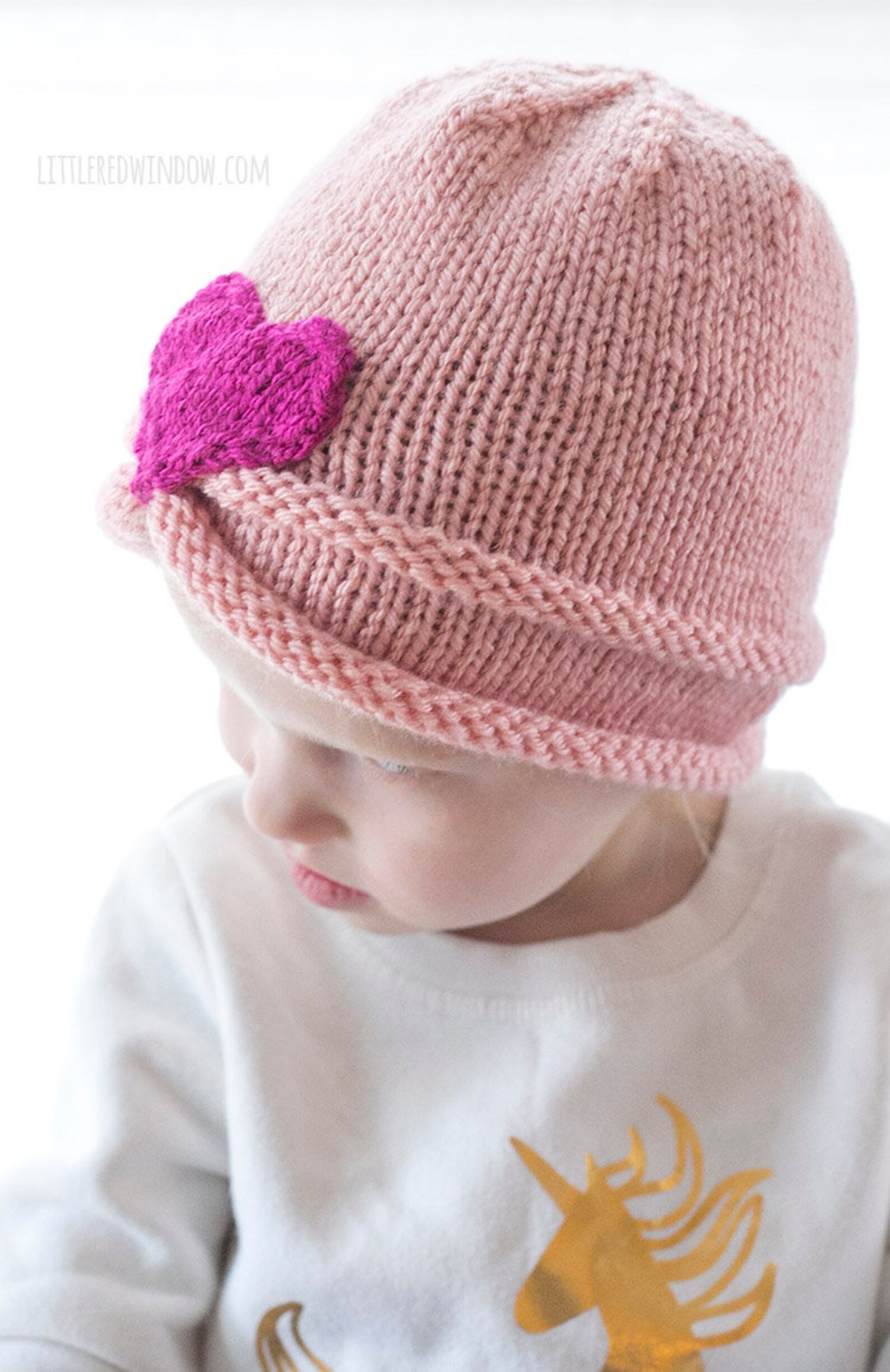 Gathered Heart Hat KNITTING PATTERN / Easy Knit Heart Pattern - Etsy