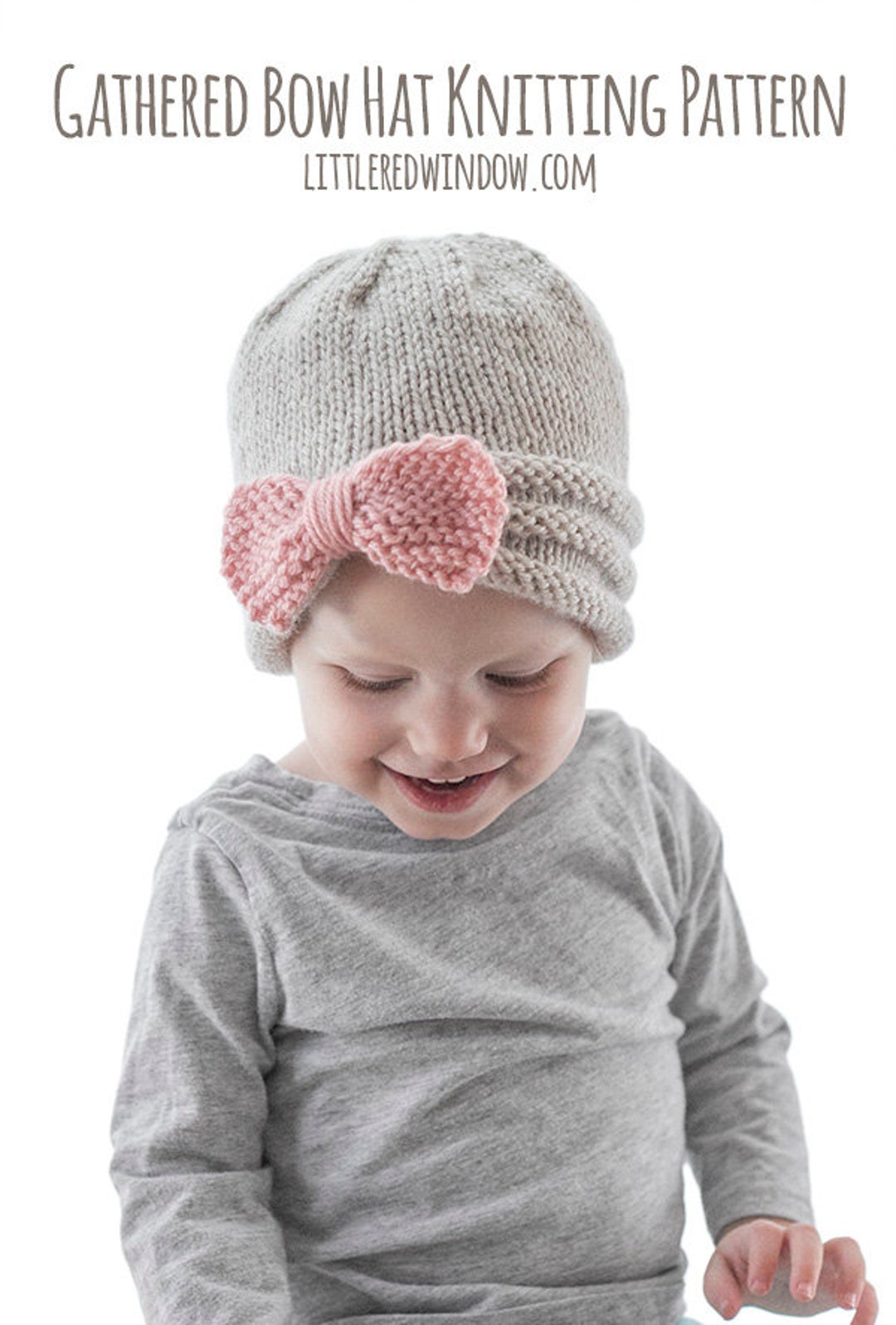 Gathered Bow Hat KNITTING PATTERN // Knit Bow Pattern for - Etsy