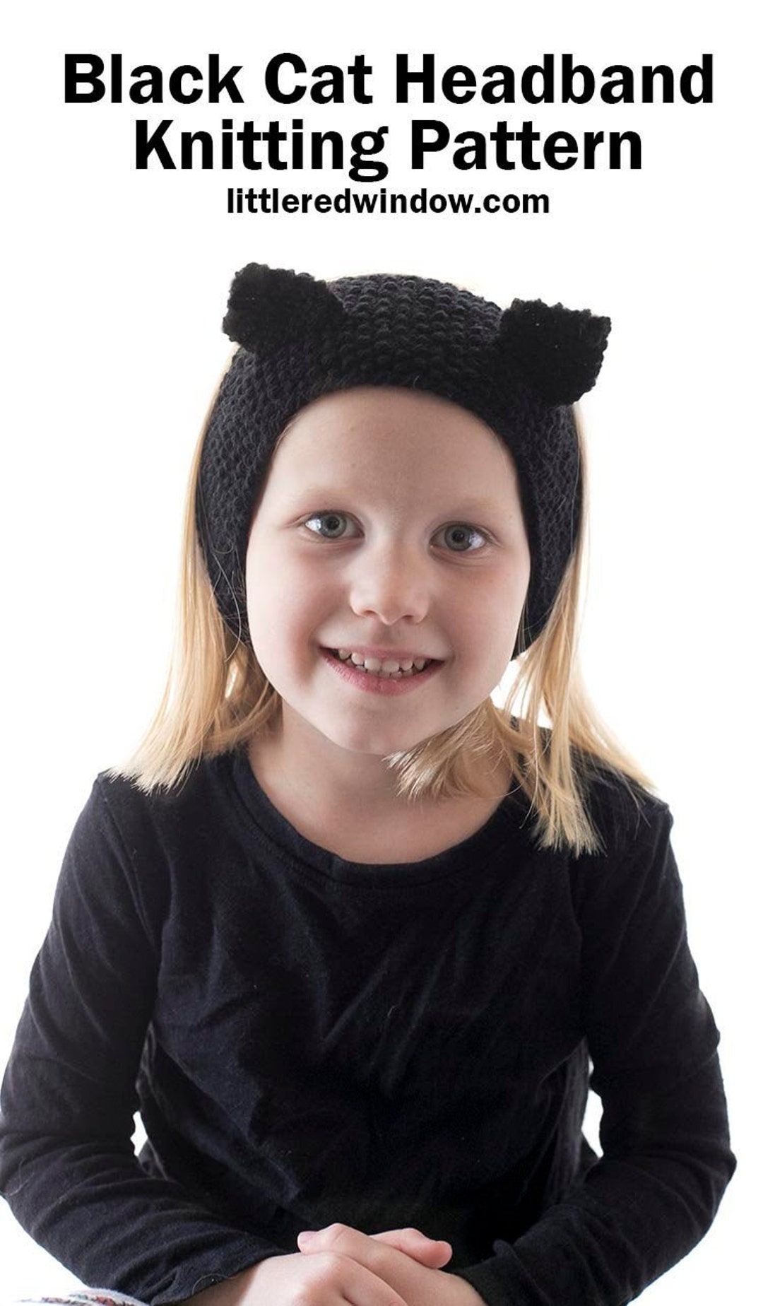 Black Cat Headband KNITTING PATTERN // Cat Ear Headband Pattern // Baby ...