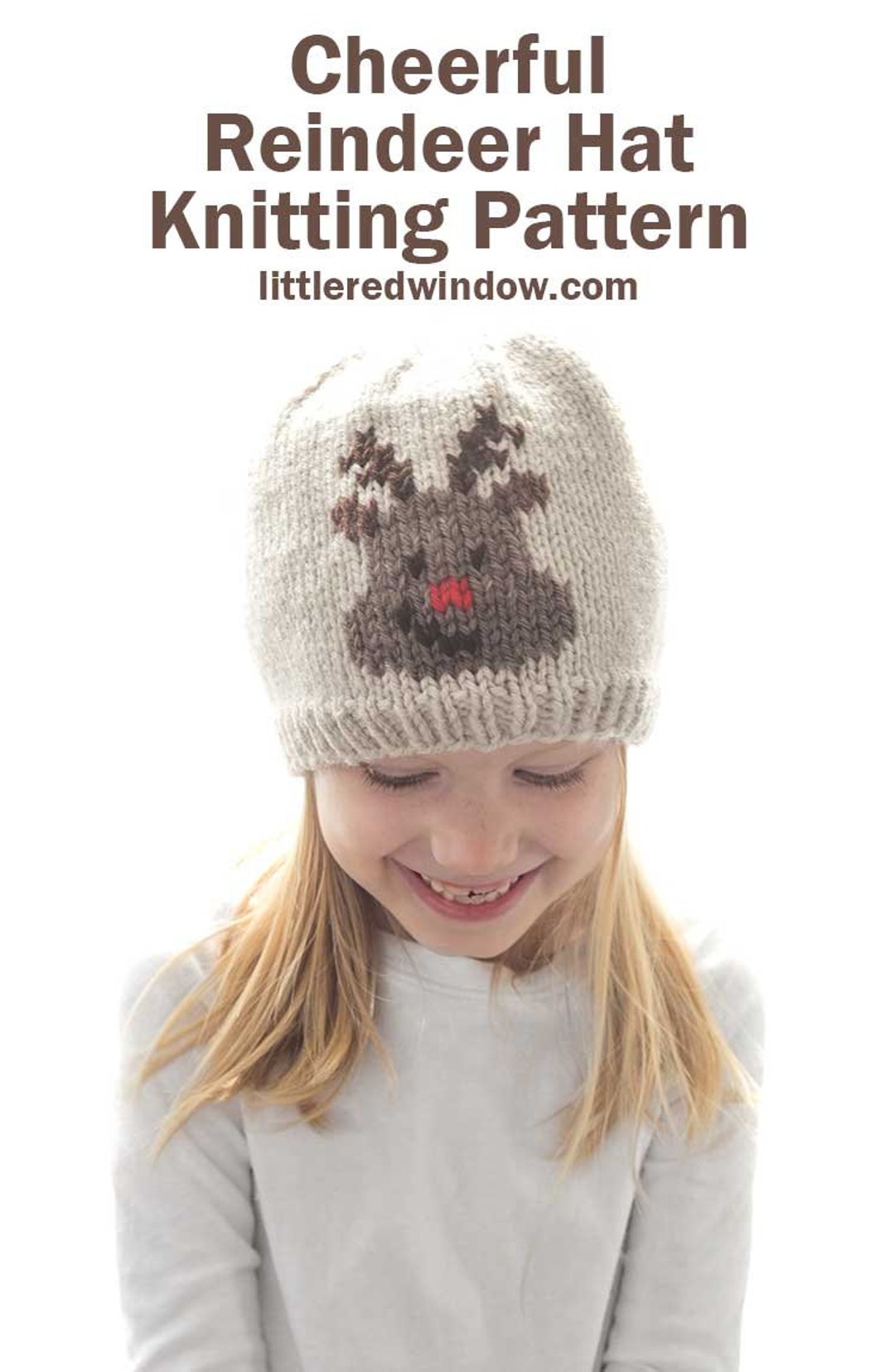 Cheerful Reindeer Hat KNITTING PATTERN for Babies & Toddlers / Reindeer ...