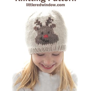 Cheerful Reindeer Hat KNITTING PATTERN for Babies & Toddlers / Reindeer ...