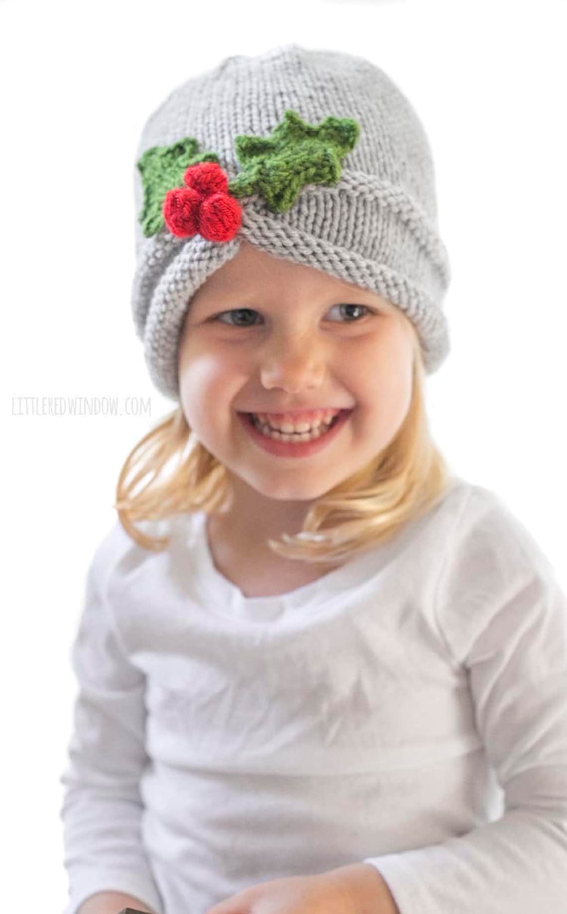 Holly Hat KNITTING PATTERN / Holly Leaf Knitting Pattern / | Etsy