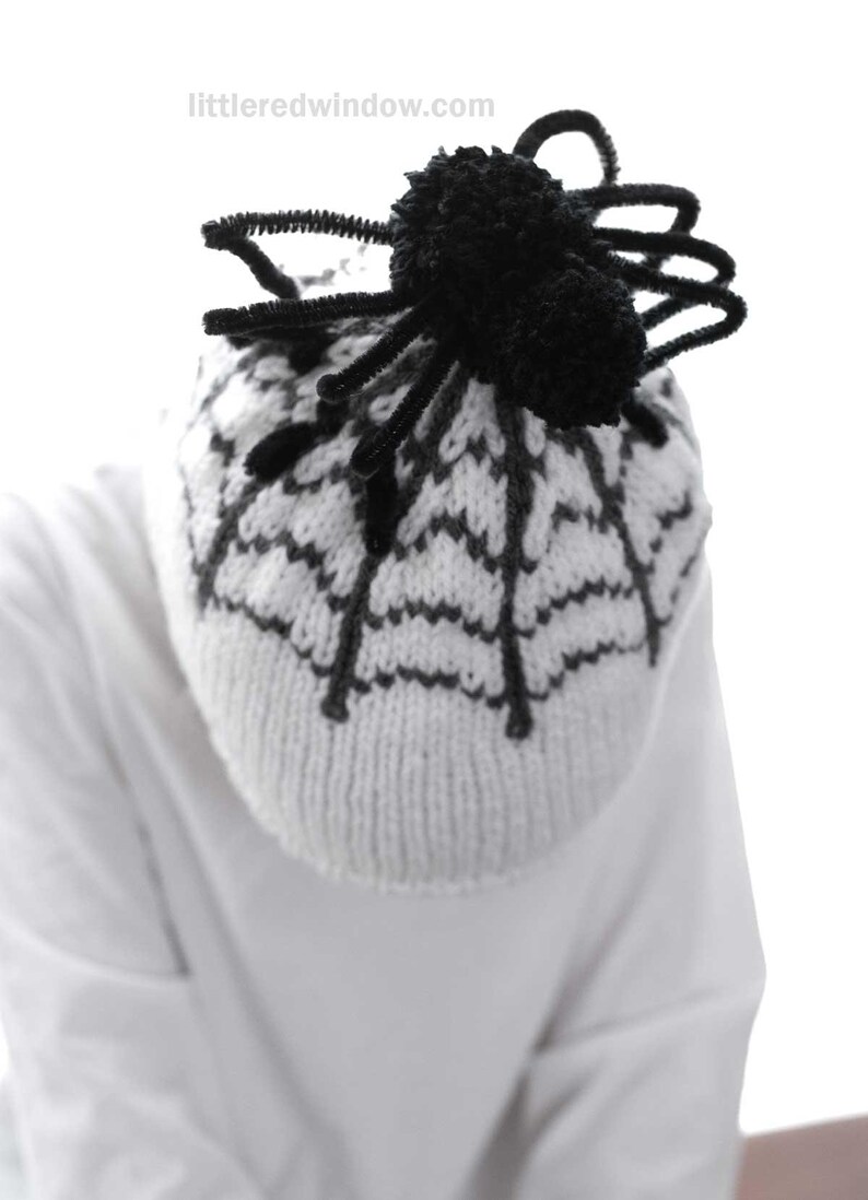 Pom Pom Spider Hat KNITTING PATTERN / Halloween Spiderweb Pattern ...