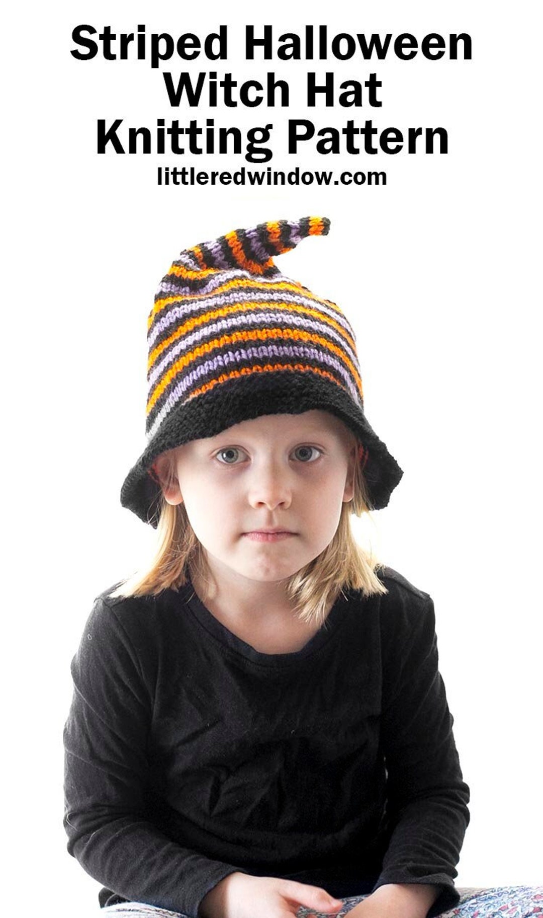 Striped Witch Hat KNITTING PATTERN / Halloween Witch Hat Pattern ...