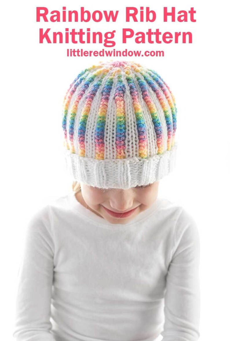 Rainbow Rib Hat KNITTING PATTERN / Rainbow Pattern / Rainbow - Etsy
