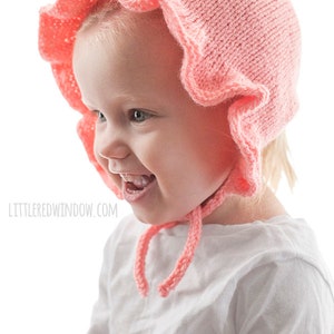 Baby Ruffle Bonnet KNITTING PATTERN // Ruffle Pattern // Knit Baby ...