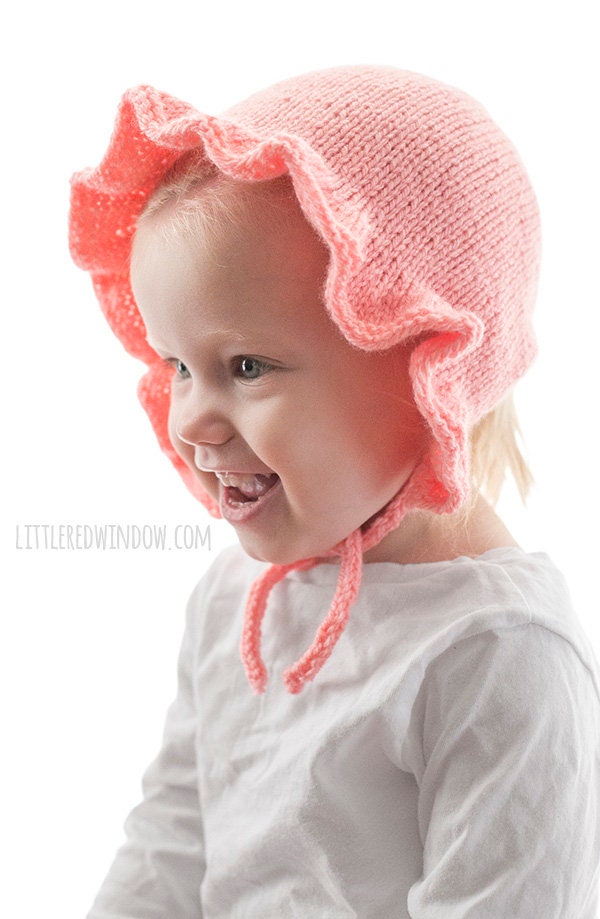 Baby Ruffle Bonnet KNITTING PATTERN // Ruffle Pattern // Knit Baby ...