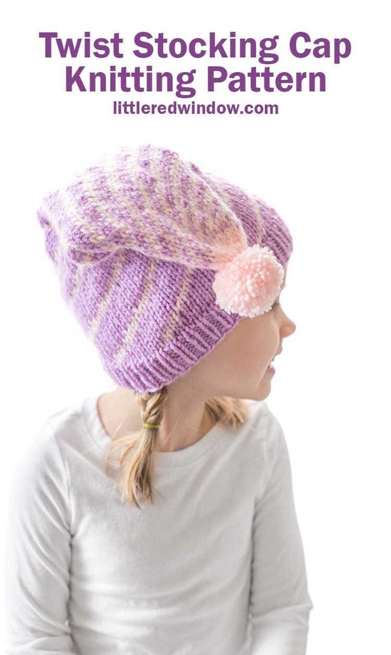 Twist Stocking Cap KNITTING PATTERN / Stocking Cap Pattern / Pom Pom ...