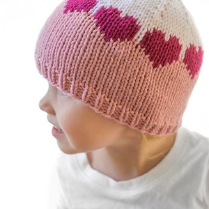 Colorblock Hat KNITTING PATTERN / Knit Heart Hat Pattern / Valentine ...
