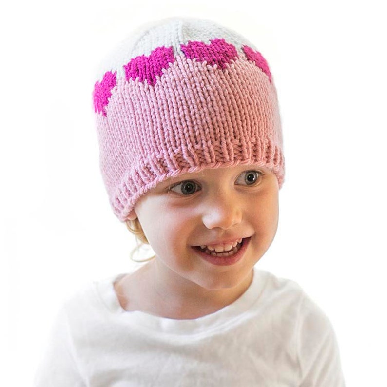 Colorblock Hat KNITTING PATTERN / Knit Heart Hat Pattern / - Etsy
