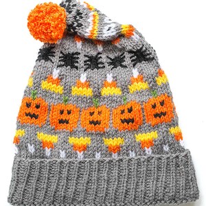 Halloween Stocking Cap KNITTING PATTERN / Halloween Hat Pattern / Pumpkin Knitting Pattern ...