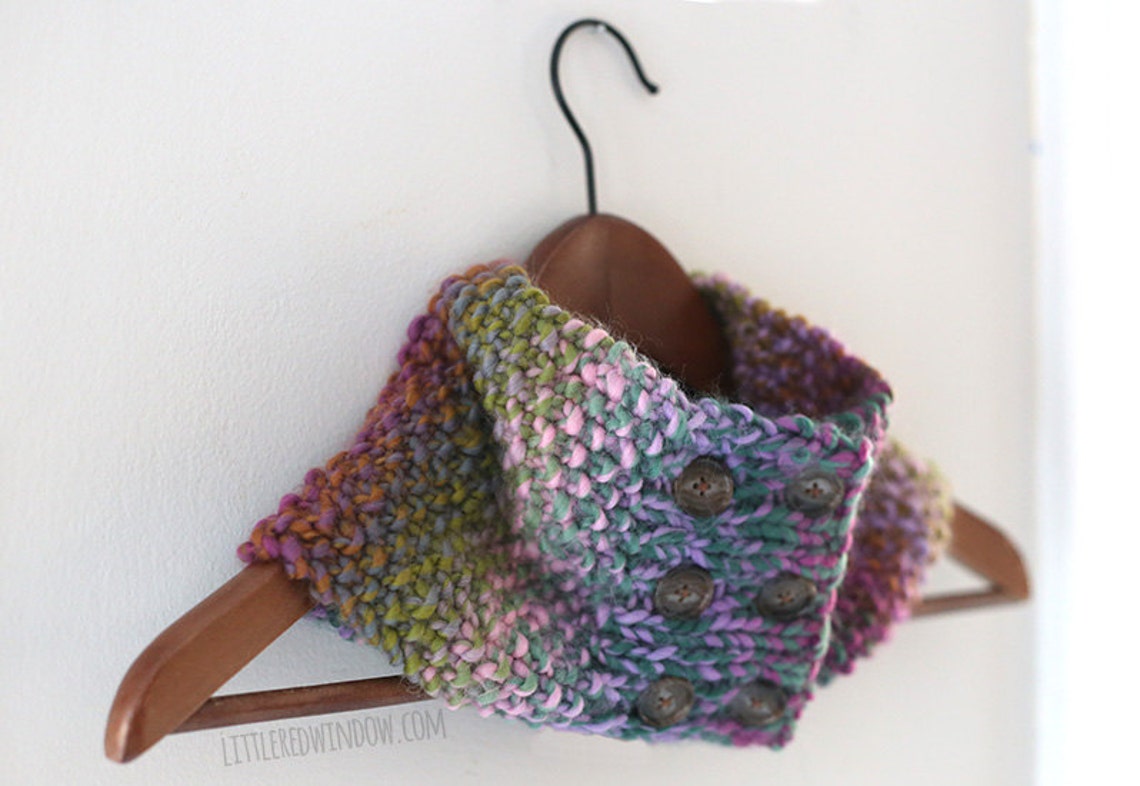 Buttoned up Cowl Infinity Scarf KNITTING PATTERN - Knit Scarf Pattern ...