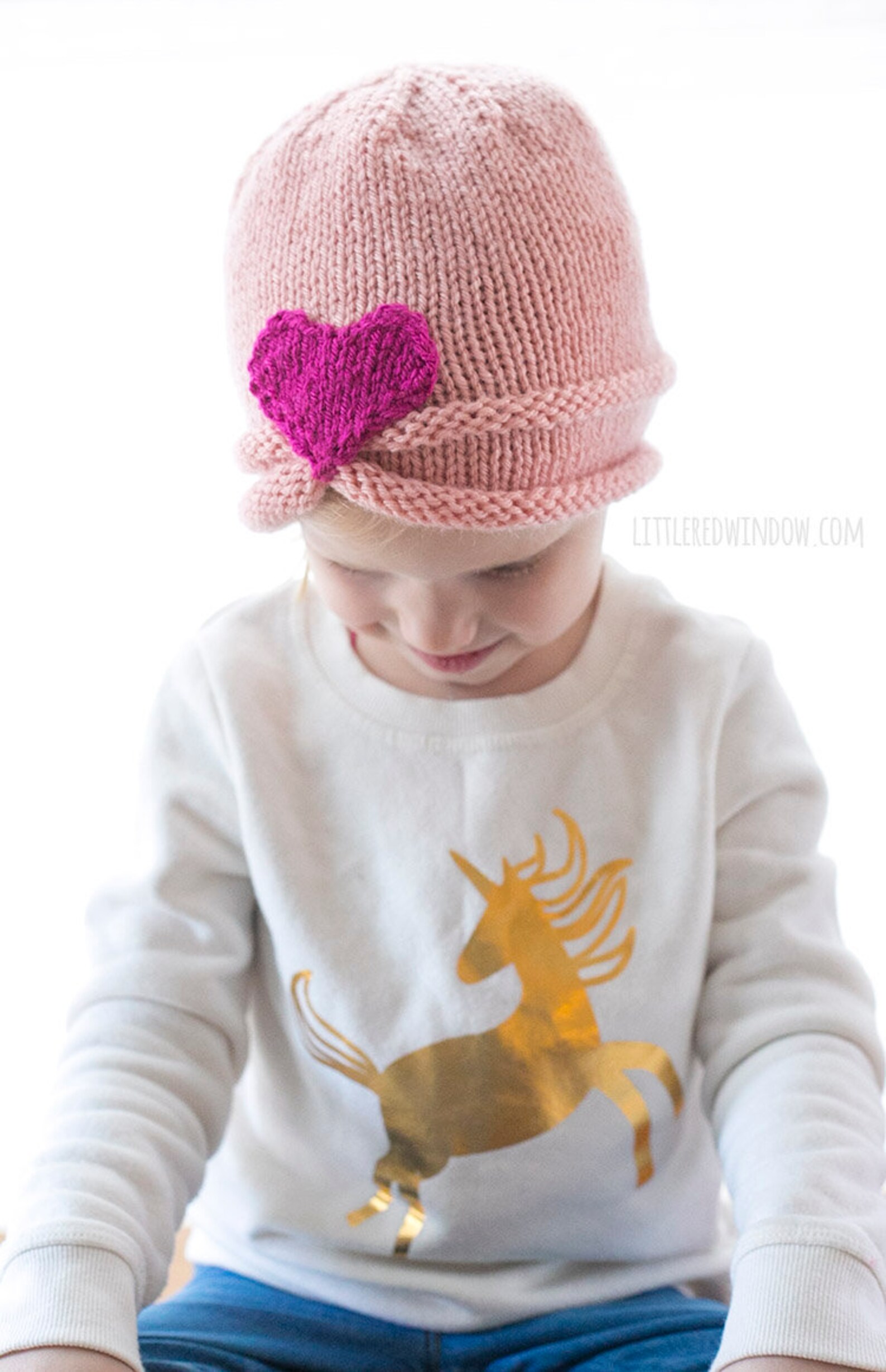 Gathered Heart Hat KNITTING PATTERN / Easy Knit Heart Pattern | Etsy