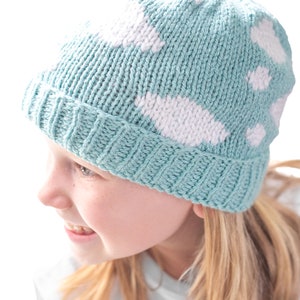 Blue Sky Hat Knitting Pattern / Cloud Hat Knitting Pattern / Cloud ...