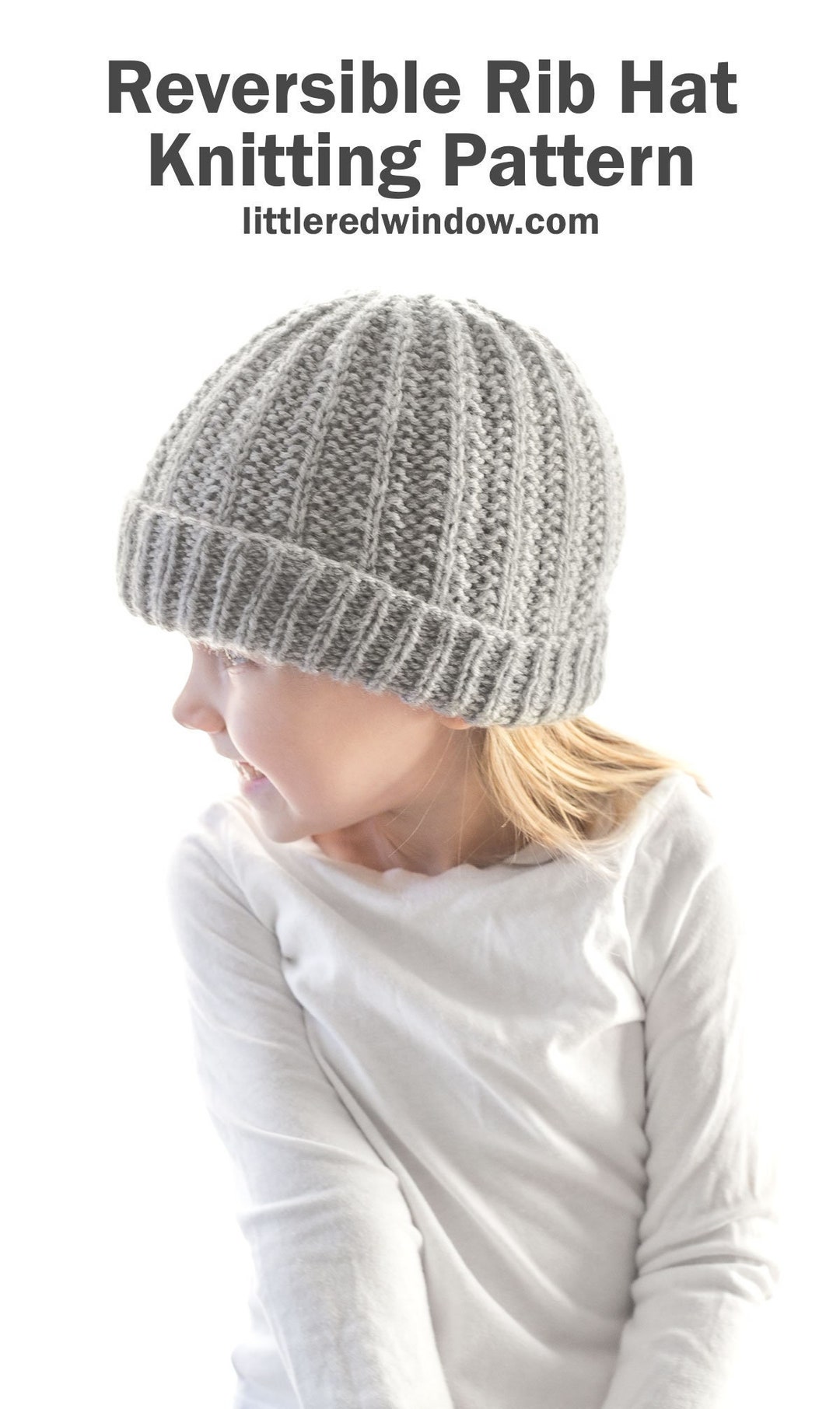 Reversible Rib Hat KNITTING PATTERN / Ribbed Hat Pattern / Ribbed Baby ...