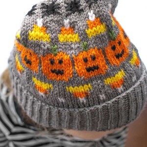 Halloween Stocking Cap KNITTING PATTERN / Halloween Hat Pattern / Pumpkin Knitting Pattern ...