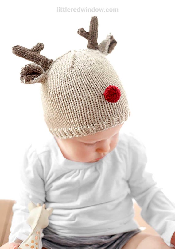 Reindeer Baby Hat KNITTING PATTERN for Babies Toddlers Christmas Hat Baby Baby Reindeer Hat Christmas Knit Hat my First Christmas Etsy