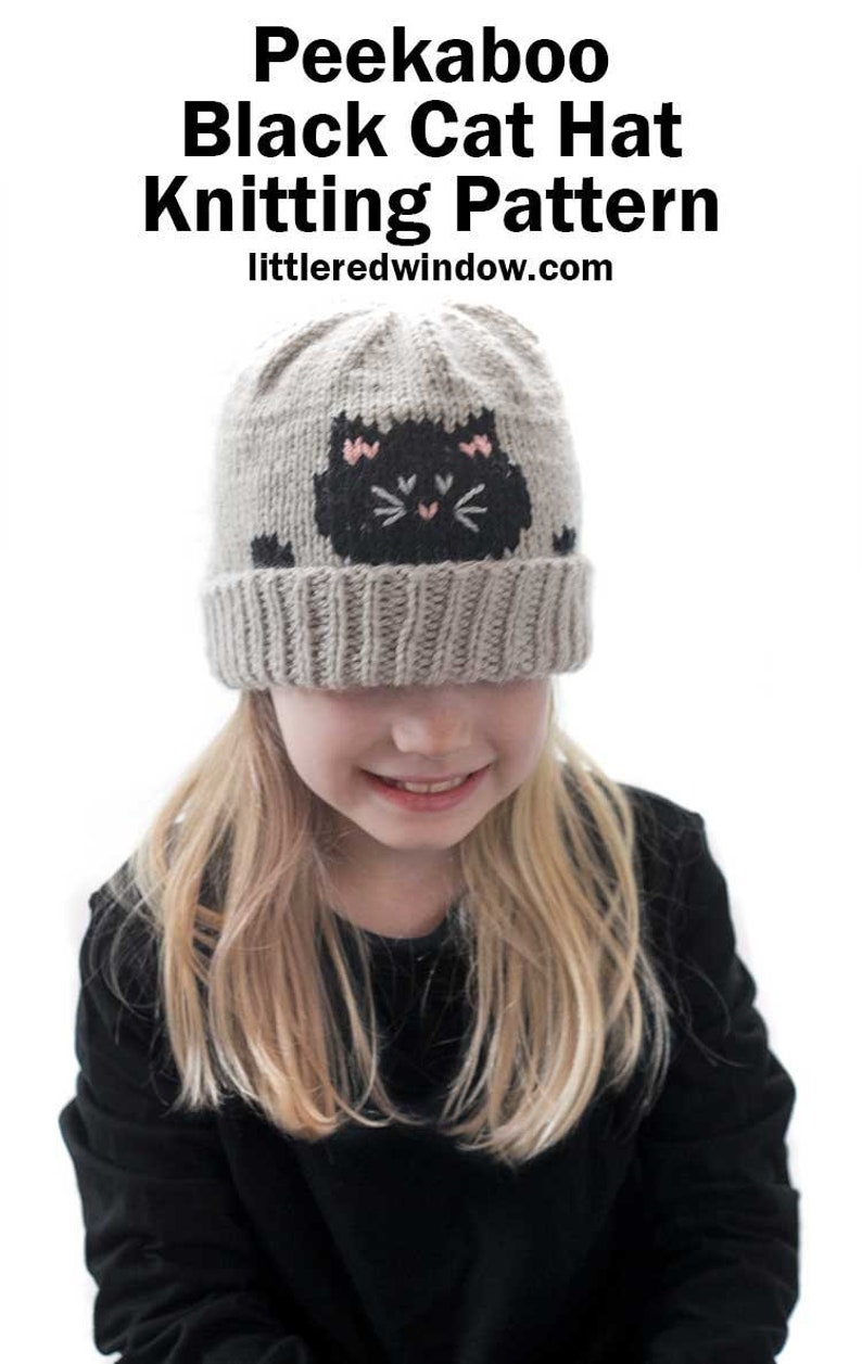 Peekaboo Black Cat Hat KNITTING PATTERN // Halloween Knitting Pattern ...