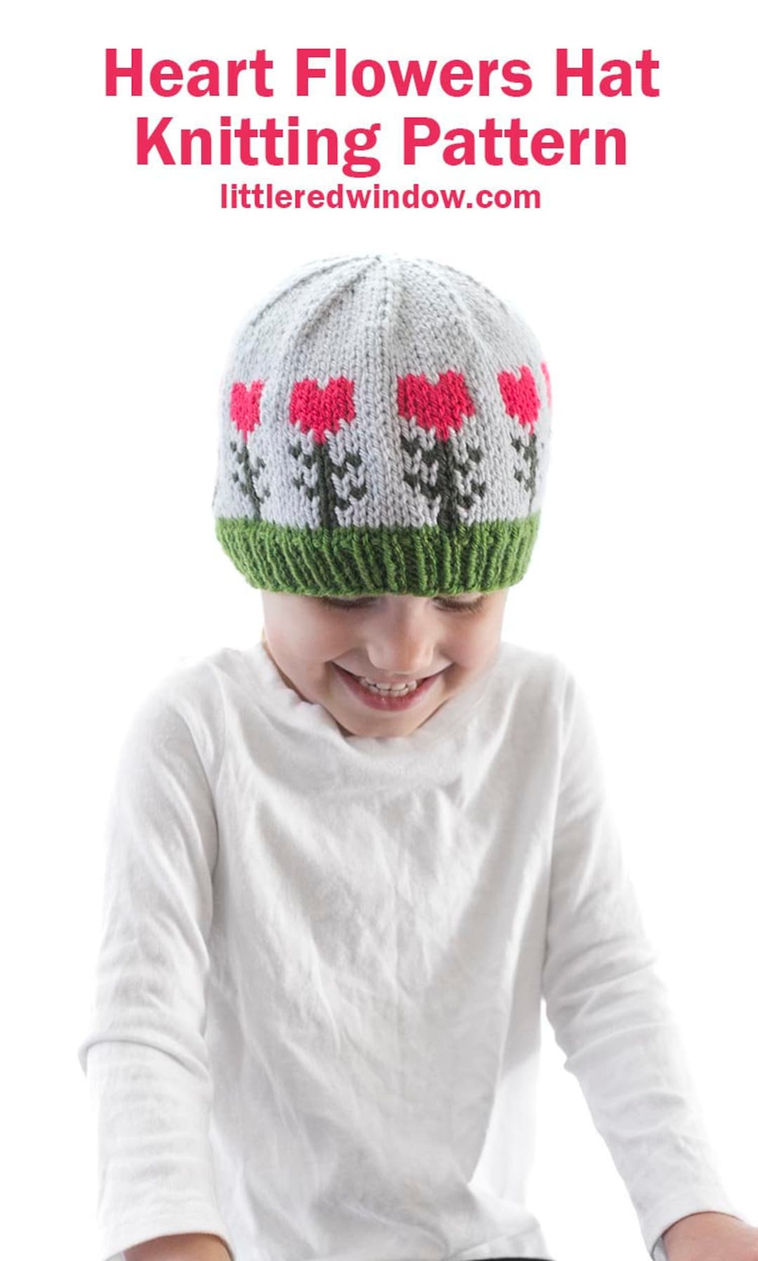 Heart Flowers Hat KNITTING PATTERN / Heart Hat Pattern / Valentine ...