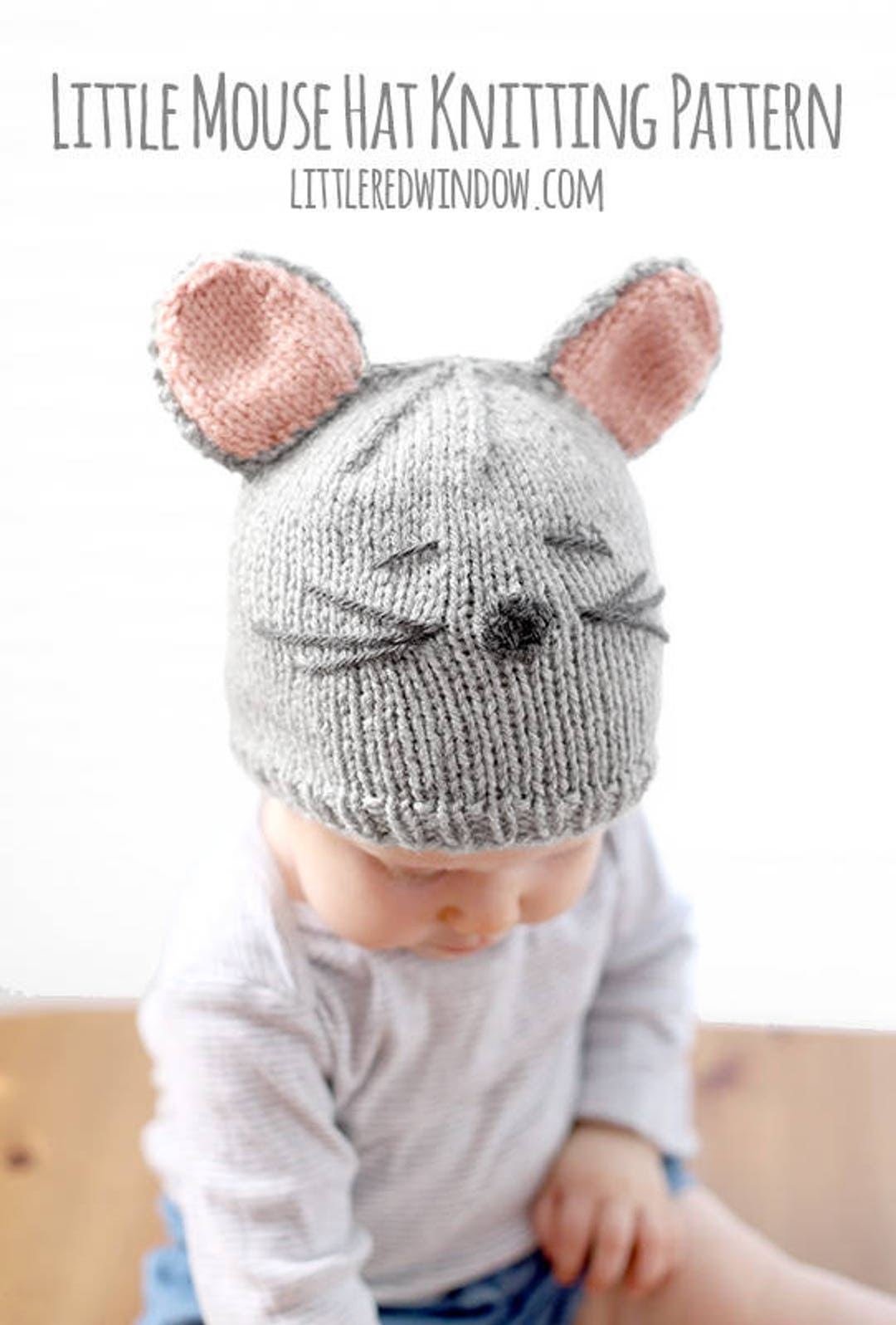 Baby Mouse Hat KNITTING PATTERN / Mouse Hat Newborn / Mouse Ears Hat ...