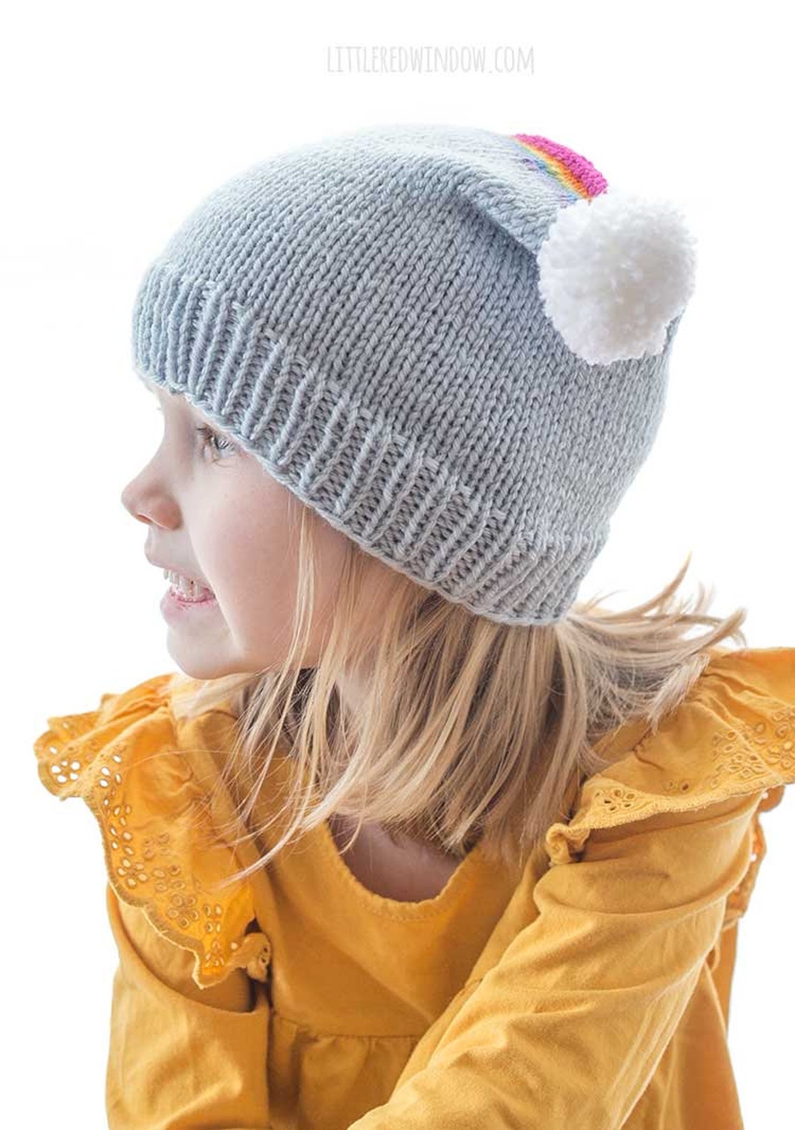 Rainbow Double Pom Pom Hat KNITTING PATTERN / Baby Pom Pom Hat Pattern ...