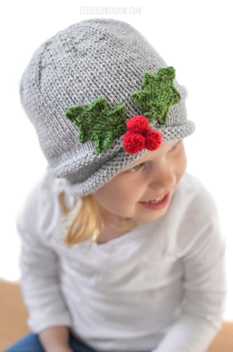 Holly Hat KNITTING PATTERN / Holly Leaf Knitting Pattern / | Etsy