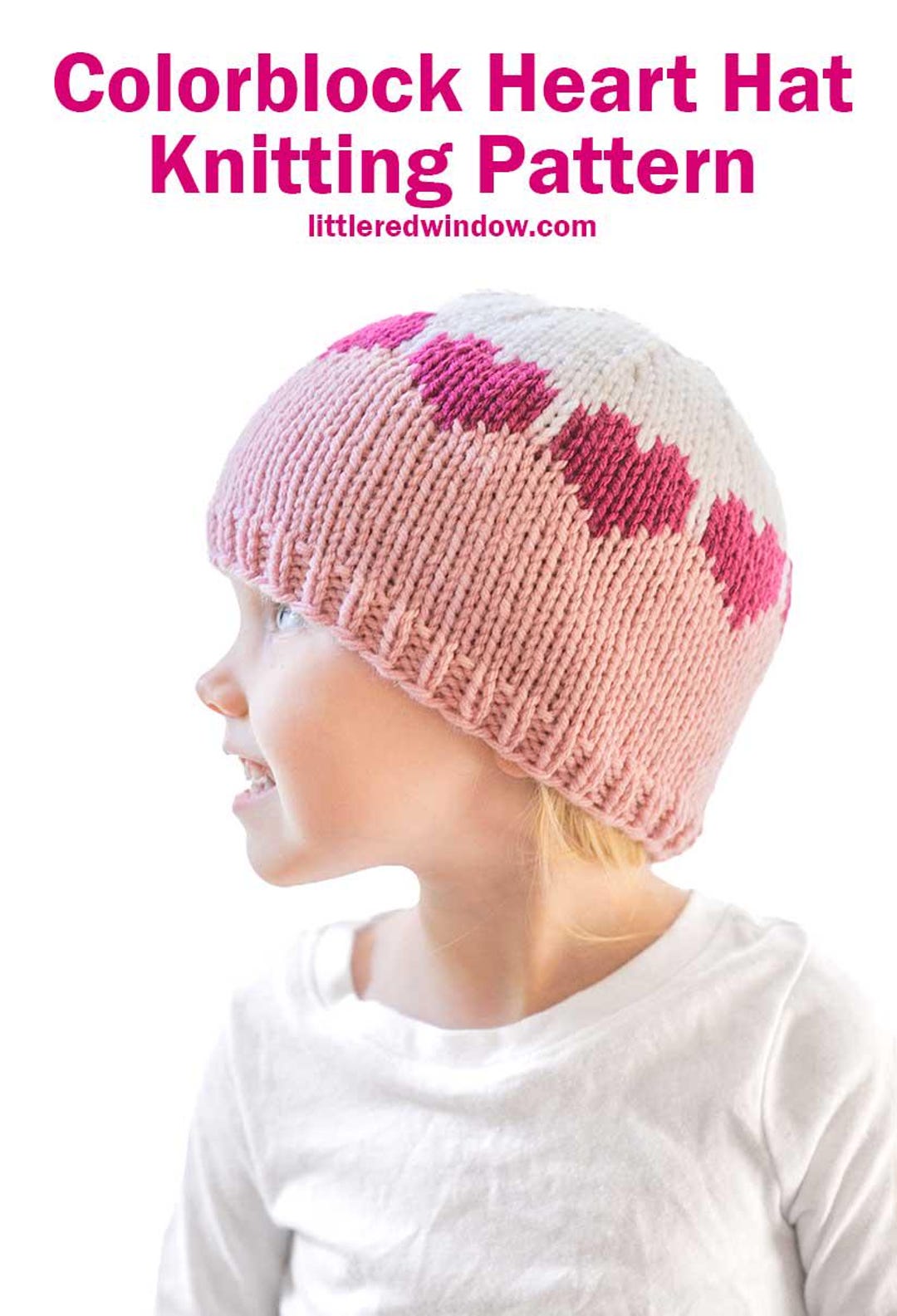 Colorblock Hat KNITTING PATTERN / Knit Heart Hat Pattern / Valentine ...