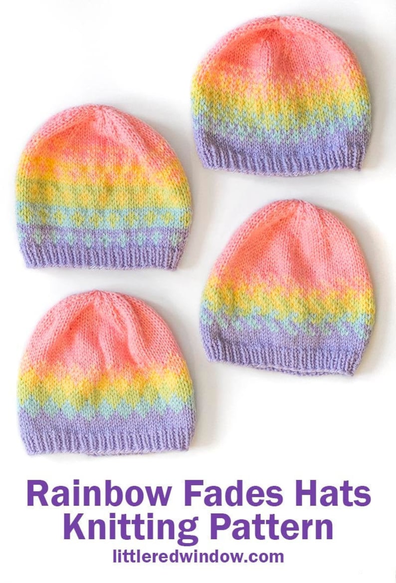 Rainbow Fades Hats KNITTING PATTERN / Rainbow Baby Bonnet | Etsy