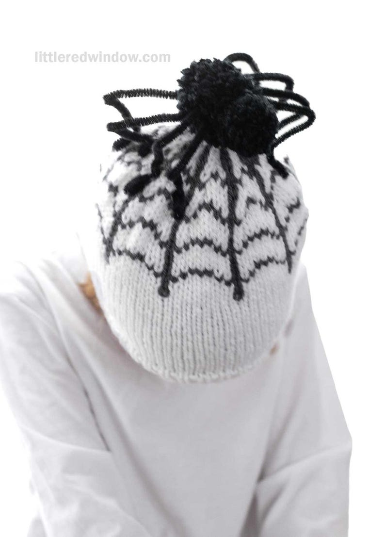 Pom Pom Spider Hat KNITTING PATTERN / Halloween Spiderweb Pattern ...