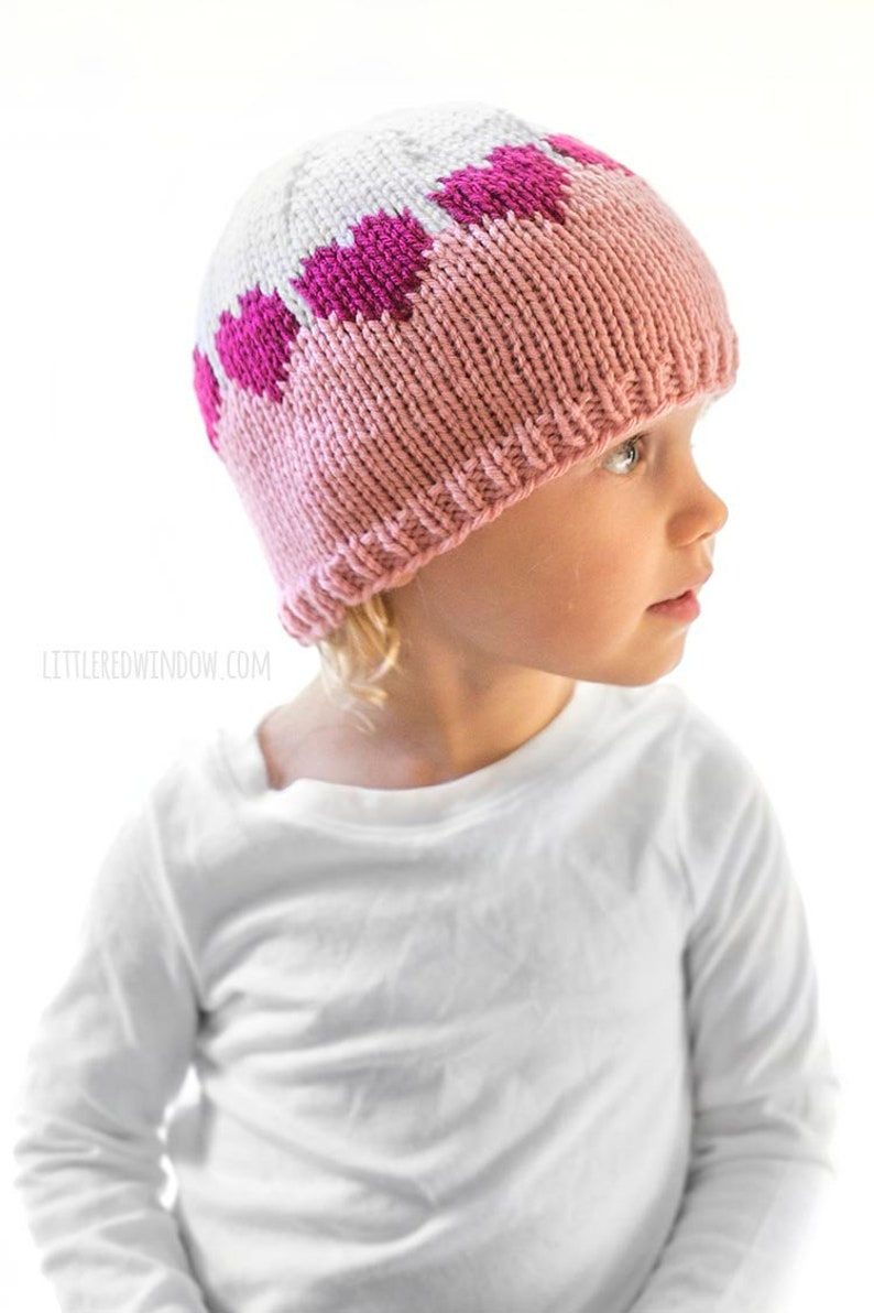 Colorblock Hat KNITTING PATTERN / Knit Heart Hat Pattern / | Etsy
