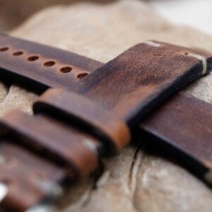 Slim Hand Vintage Brown Leather Watch Strap - Etsy