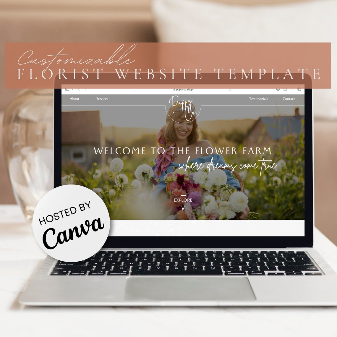Boho Florist Website Template | Canva Website Template | Homestead ...